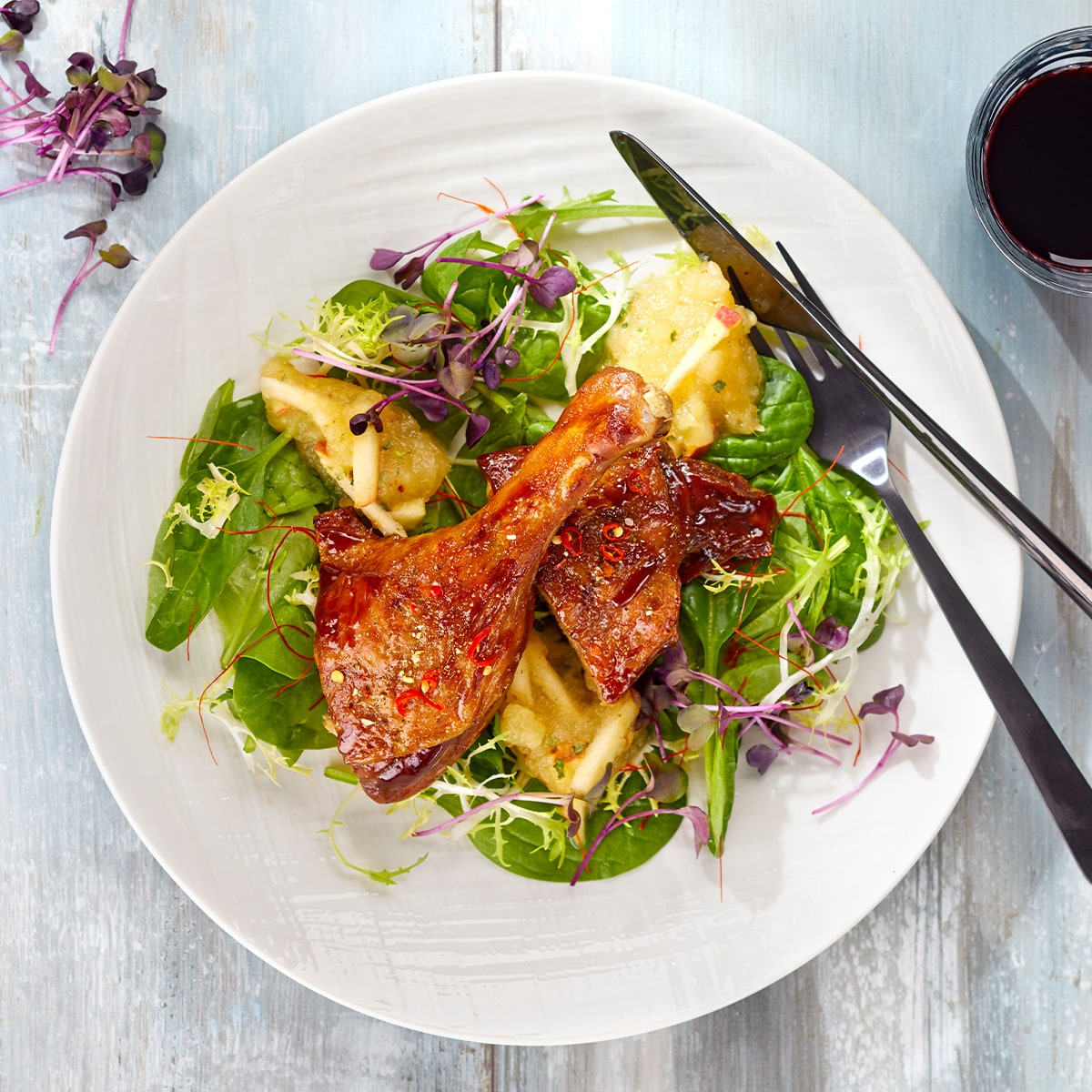 Chili Ente mit Apfel-Spinatsalat und Kresse | Natreen DE